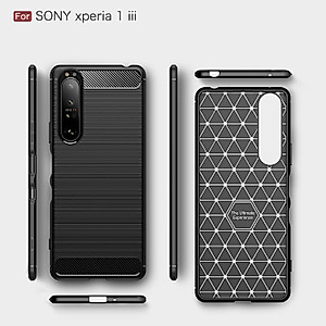 CruzerLite Case Compatible with Sony Xperia 1 III Case, Carbon Fiber Texture Design Cover Anti-Scratch Shock Absorption Case for Sony Xperia 1 III (Black)