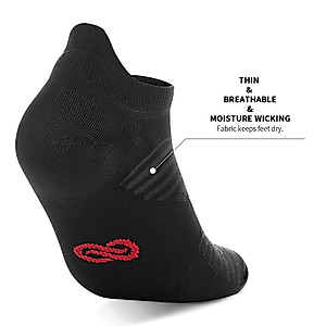 Compression Running Socks For Men and Women (6 Pairs), Ankle Socks with Arch Support, No Show Athletic Socks Low Cut for Running, Cycling, Golf