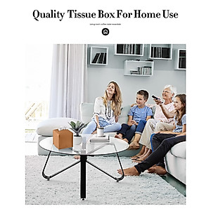 Tissue Box Cover, Jeethemy Square PU Leather Tissue Box Holder, Modern Tissue Case Facial Paper Organizer Dispenser，5X5X5'',Single Brown