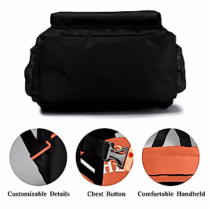 Zaaprint Orange Cheer Cheerleaders Backpack Shoulder Shopping Bag Travel Casual Bags with Name Text