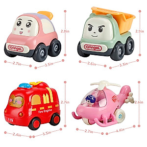 NASHRIO Push Forward and Wind Up Cars Toys for Baby and Toddlers, 4 Pack Kids Early Educational Vehicles - Boys and Girls Birthday Party Favors Gift (Random Colors)