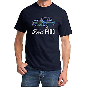 1967-72 Ford F100 F-100 Pickup Truck Neon Lights Design Tshirt XL Navy Blue