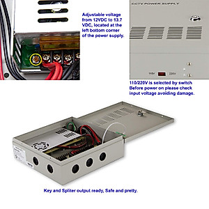 18 Outputs 12V DC 30 Amp Distribution Switching Power Supply Box for CCTV Security Cameras, UL Listed