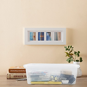 Kekow 4-Pack Plastic Clear Storage Bins with Lids, Plastic Latch Storage Boxes, 14 L