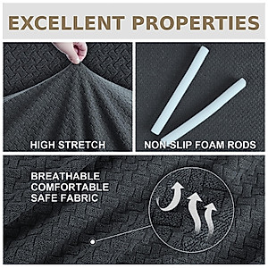 JIVINER Stretch Couch Cover Slipcovers 1 Piece Universal Couch Covers for 3 Cushion Couch Sofa (71"-91") Washable Pet Friendly 3 Seat Furniture Protector with Elastic Bottom (Sofa, Dark Gray)