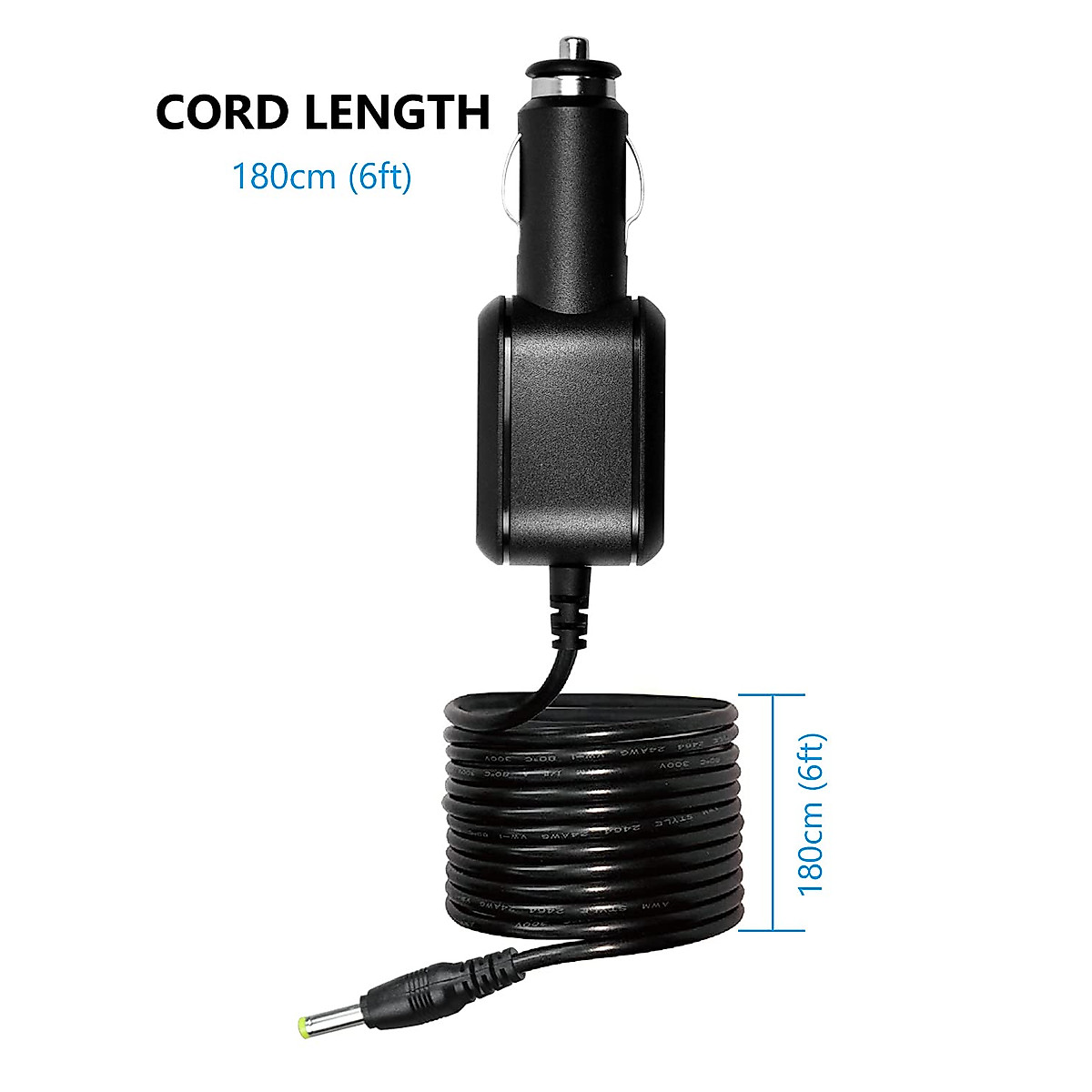 Car Charger Adapter for Portable DVD player, 6 Ft New Replacement Cigarette Lighter Power Cord Charger for Portable DVD Player