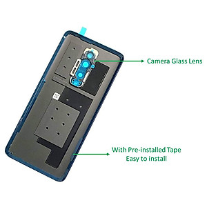 for Oneplus 7 Pro Back Cover Glass Replacement Housing Panel Tape Assembly Parts for Oneplus 7 Pro 6.67 inch All Version + Adapter Eject Pin Tools (Nebula Blue/Camera Frame)