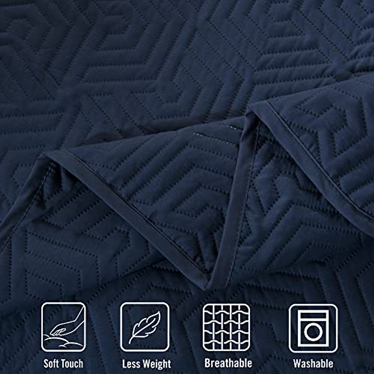 COZYART Navy Blue Quilt Set Queen Size