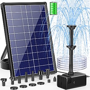 POPOSOAP Solar Fountain Pump with 3000mAh Battery Backup, 8W Solar Powered Bird Bath Fountain with Dry-run Protection & Double-layer Nozzles 5Ft Tubing for Pond, Bird Bath, Backyard Water Feature