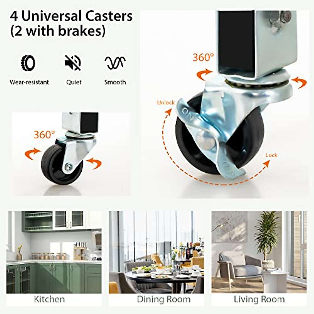 GOFLAME Kitchen Island Cart on Wheels with Storage, Versatile Rolling Cart with Wood Countertop, 3 Drawers, Removable Tray & Lockable Casters, Mobile Serving Trolley for Kitchen, Dining Room, Black