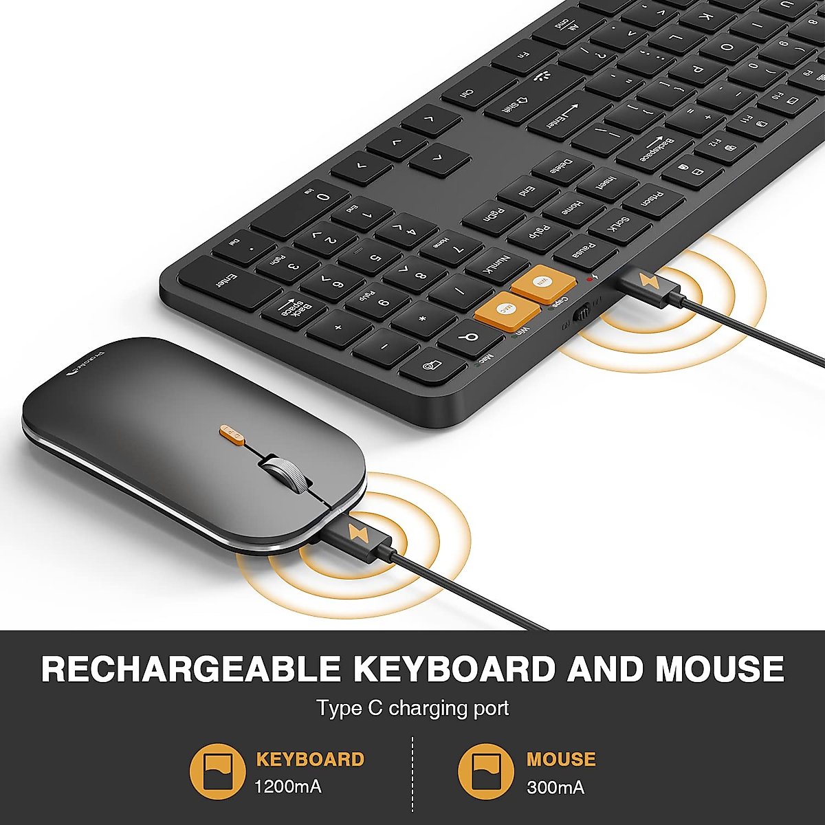 Backlit Wireless Keyboard and Mouse for Mac, ProtoArc KM100 Ultra Slim Backlit Wireless Keyboard, Rechargeable Silent Keyboard Mouse Combo for Mac OS, Windows 7/8/10, MacBook Air/Pro, Laptop (Black)