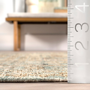 Rugs USA x Prabal Gurung Tilicho Distressed Wool Area Rug, 9x12, Light Green