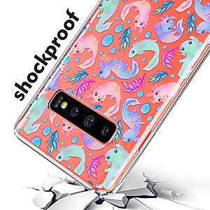 TPU Phone Case Compatible with Samsung A72 A71 5G A70 A51 A50 A32 A21 A11 A12 A13 A14 A01 Dinosaur Clear Flexible Protective Colored Cute Soft Kawaii Axolotls Lightweight Cover Ocean Silicone