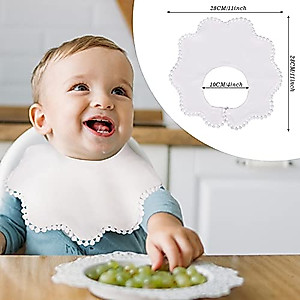 Whaline 5Pcs White Baby Bibs 360 Degree Rotate Newborn Drool Bibs Cotton Infant Bandana Flower Shape Absorbent Saliva Towel for Anti Stain Baby Boys Girls Teething Toddlers