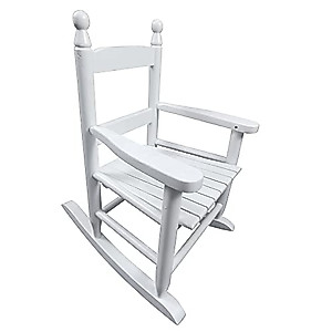 HomVent Rocking Chairs Kids/Children Solid Wood Rocking Chair w/Ergonomic High Back Front Porch Rocking Chairs Outdoor Patio Portable Chairs Small Wooden Rocker Living Room Bedroom Residential Chair