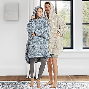 HORIMOTE HOME Cozy Sherpa Wearable Blanket Hoodie Mother s Day Gifts for Mom Gift Idea-Hooded Snuggle Blanket- Oversized Blanket Sweatshirt-Super Warm Light Weight, Blue