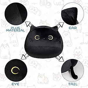 Black Cat Plush Black Cat Pillow, Halloween Pillow Cat Plush Anime Plush Halloween Home Decoration (Black)