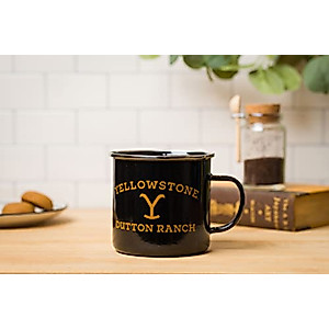 Silver Buffalo Yellowstone Dutton Ranch Enamel Camper Mug, 21 Ounces