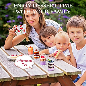 100 Pack Mini Dessert Cups with Spoons Small Plastic 3 oz Slanted Round Shooter Disposable Clear Plastic Parfait Appetizer Cup for Tasting Sample Appetizers