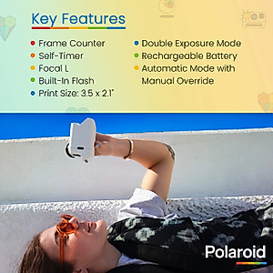 Polaroid GO Instant Mini Camera White + Polaroid GO Color Film – Double Pack + Album + Strap