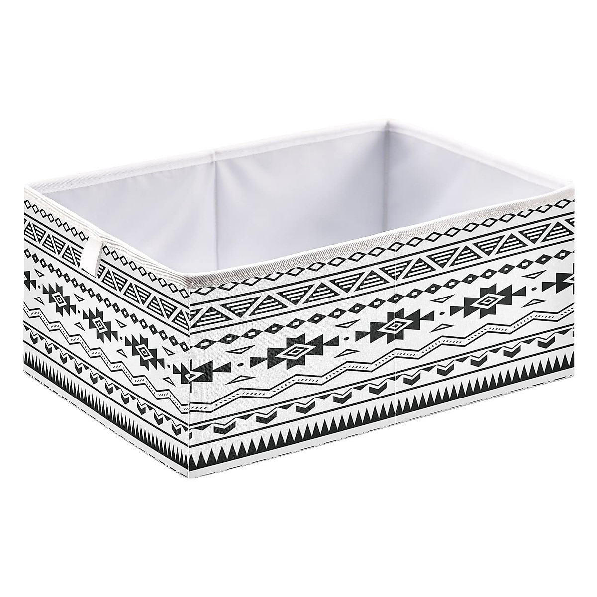Kigai Rectangular Storage Bin Tribal Aztec Navajo Black Foldable Storage Basket Toy Storage Box for Home Organizing Shelf Closet Bins, 15.8 x 10.6 x 7-Inch