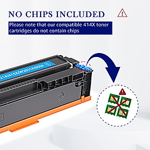 MOOHO Compatible Toner Cartridge Replacement for HP 414A W2020A 414X High Yield Used with HP Color Pro MFP M479fdw M454dw M479fdn M454dn Toner Printer (Black Cyan Yellow Magenta, 4 Packs)