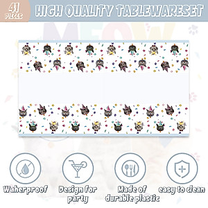 41pcs Cat Party Supplies ,include 20 Plates, 20 Napkin and 1pcs Tablecloth,Used for Birthday Party Decoration (Cat EEE)