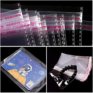 LonlyEagle 200 Pcs 5-1/2'' x 7-1/2'' Self Sealing Cellophane Bags，Clear Cellophane Cello Bags，Fit 5 X 7 Inch Cards Photos，A6 A7 Envelopes Candy，Self Adhesive for Packaging Gifts,Cookies