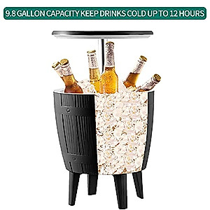 YITAHOME Cooler Table Outdoor,3-in-1 Height Adjustable Cooler Side Table,9.8 Gallon Patio Cooler with Drainage Plug for Deck Pool Party