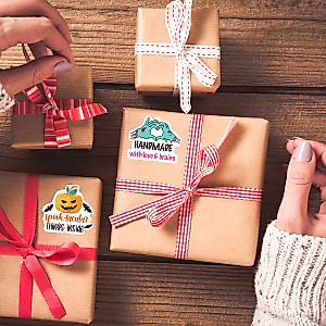 200 PCS Handmade with Love Brains Stickers,Funny Small Business Envelopes Stickers for Business Packages/Handmade Goods/Bags,Halloween Theme Small Shop Business Stickers for Envelopes Seals