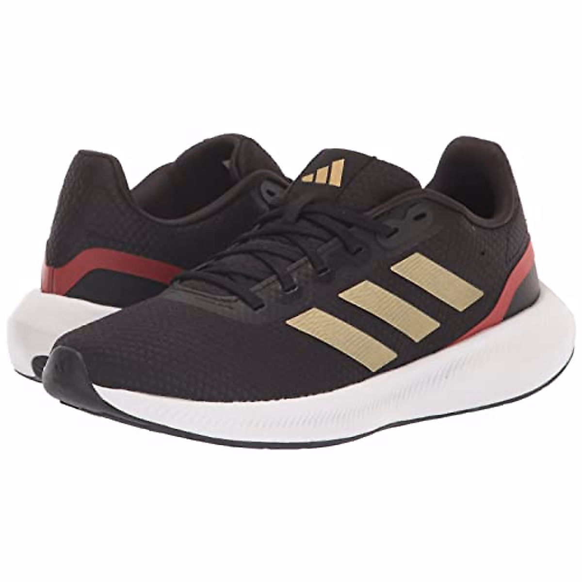 adidas Men's Run Falcon 3.0 Shoes Sneaker, Core Black/Gold Metallic/Better Scarlet, 8