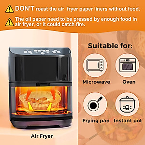 Air Fryer Disposable Paper Liner - 130PCS 6.3" Round Parchment Paper Fryer Liners Non-Stick Food Grade Baking Paper for 2-5 QT Air Fryer Baking Microwave (6.3 In-130pcs)