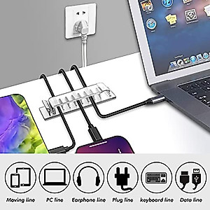 Cable Management Clips, 10 Pieces Cord Organizers Including 3 Specifications of Acrylic Self-Adhesive Cable Organizers, Apply to Office/Desk Cord Clamps/Car/Phone/USB Cable Arrange