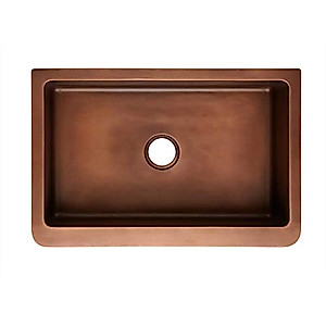 Signature Hardware 212638 Amelie 33" Farmhouse Single Basin Copper Kitchen Sink