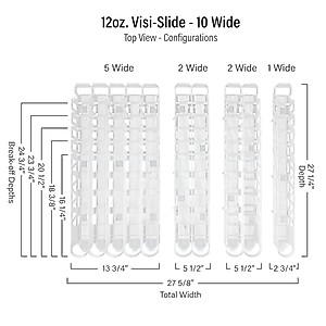 Display Technologies Visi-Slide Gravity Fed Organizer for 12/16oz low ring Beverages on flat and angled shelves in Cold Vaults & Coolers (Pack of 2)