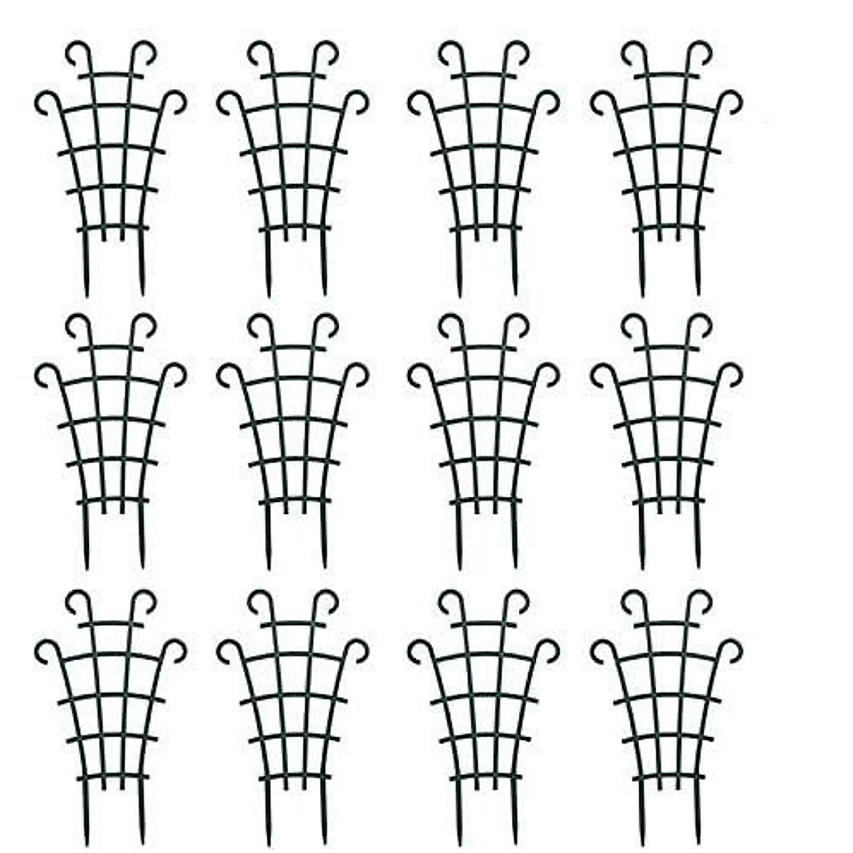UWIOFF 12 Pack Trellis for Potted Plants, Garden Trellis for Climbing Plants Plastic Mini Climbing Plant Trellis Flower Pots Support Stackable Trellis for Climbing Plants Peas, Dark Green