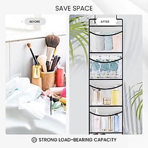 MCPINKY Over The Door Organizer, Hanging Shelves Back of Door Organizer Gray Hanging Storage Organizer 5 Pockets 1 Pack