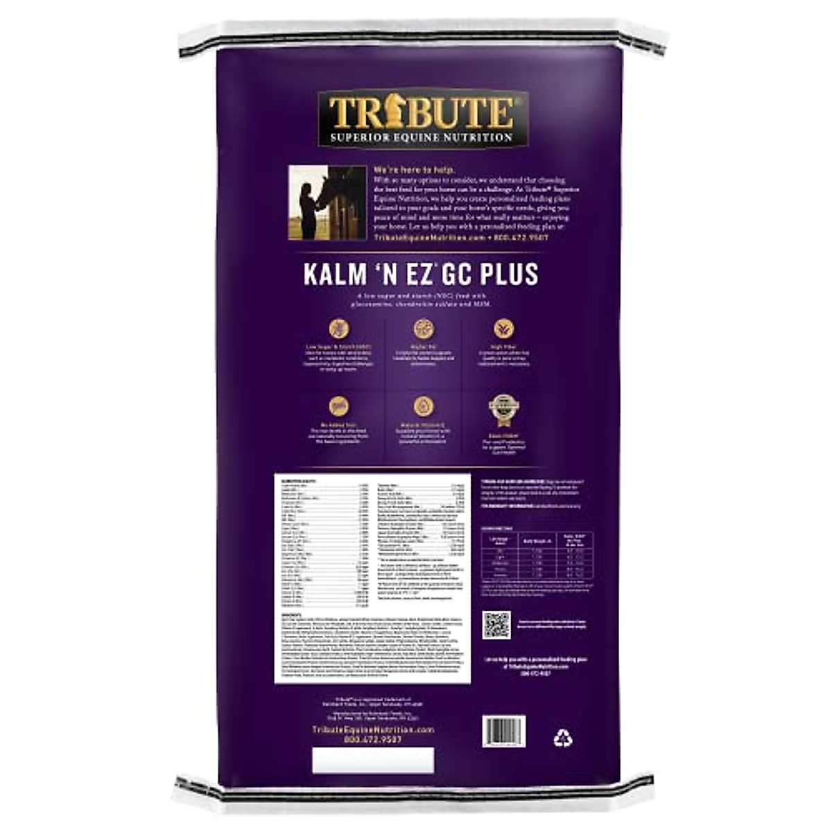 Kalmbach Feeds Tribute Kalm 'N Ez Gc Plus Pellets for Horse, 50 lb