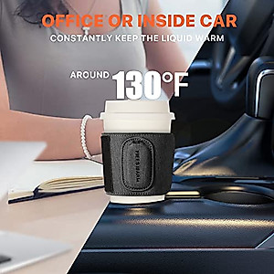 Coffee and Drinks Heated Sleeve Reusable Coffee Warmer with Portable USB Fast Charging Heats Cups, a Drink Holder with an Adjustable Sleeve, Type C USB Cable Included (Black)
