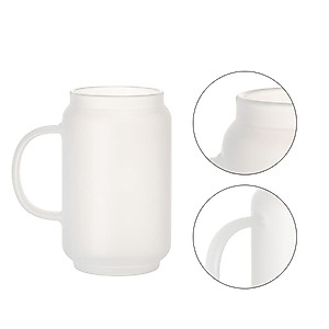 PYD Life Sublimation Glass Blanks Can Beer Kids Mug Frosted with Handle 13 OZ Coffee Tea Cups Milk Glass Tumblers Cups Mugs without Lid for Tumbler Mug Heat Press 4 Pack