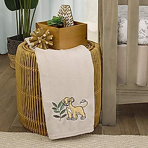 Disney Lion King Leader of The Pack Grey, Sage, and Yellow Super Soft Baby Blanket with Simba Applique