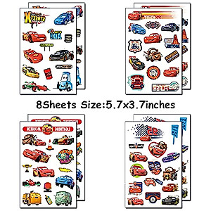 8 Sheets Cars Temporary Tattoos for Kids, Truck Race Car Birthday Party Supplies Truck Birthday Decorations for Kids Boys Girls Party Favors Racing Car Theme Party Decorations Party Gifts