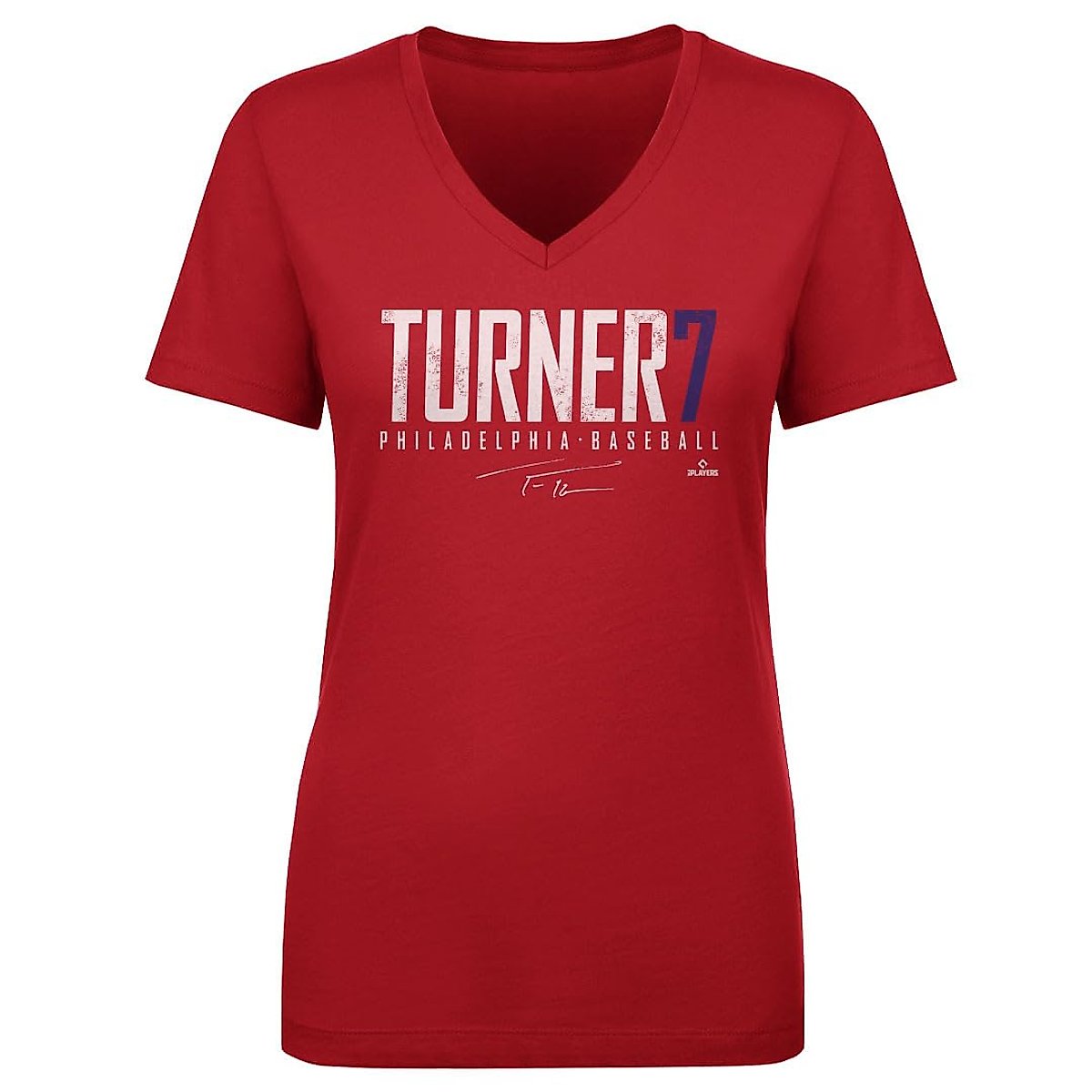 500 LEVEL Trea Turner Shirt for Women (Women's V-Neck, XX-Large, Red) - Trea Turner Philadelphia Elite WHT
