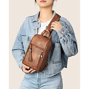 FADEON Sling Bag for Women Crossbody Purse Sling Bags, Designer Sling Purses Medium Travel Multi-Pocket Sling Backpack