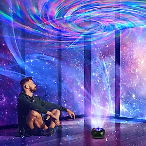 KisMee Galaxy Projector Night Light RGB Dreamy Colors Nebula Rotate Lazer Star Projector Remote Control for Bedroom Deco Birthday Party Christmas Gift… (Black Hole)