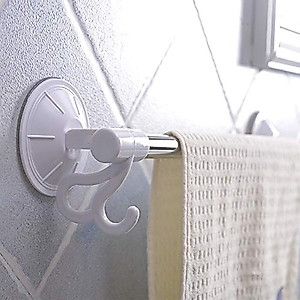 BKDFD Towel Rack, Silver Stainless Steel No Drilling Foldable Organizer Storage Bathroom Shelves with Strong Suction Cup