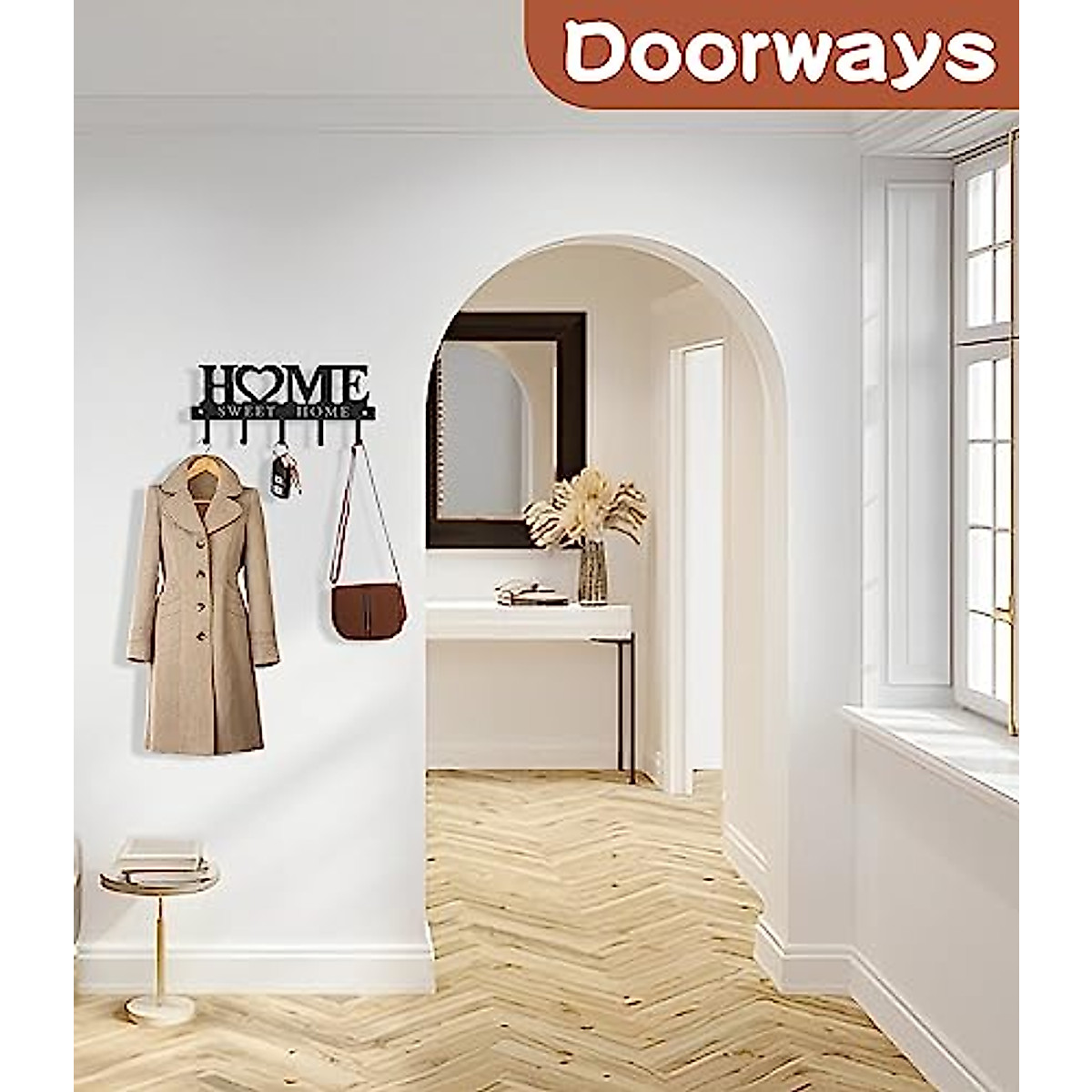 WIPHANY Sweet Home Key Holder Wall Mounted Black Metal Decorative Keys Holder Home Design Organizer for Key Rack for Entryway Hooks Home Hangers