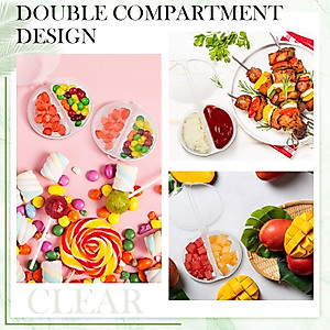 Blushtier 100 Pcs 4 oz Snack Containers Clear Disposable 2 Compartment Snack Containers, Double Compartment Condiment with Lid, Plastic Condiment for Sauce, Candy, Salad Dressing, Travel
