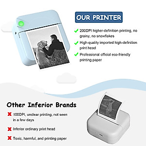 Pocket Mini Printer - BAISHUN Portable Wireless Bluetooth Thermal Photo for iOS Android Mobile Phone, Inkless Printing Gift Study Notes Label Receipt, 6 Rolls Paper,