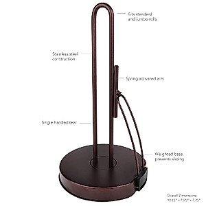Spectrum Diversified Euro Tension Paper Towel Holder (Bronze) - Storage Organization for Kitchen Counter, Pantry, Laundry, Apartment, RV, and Bathroom